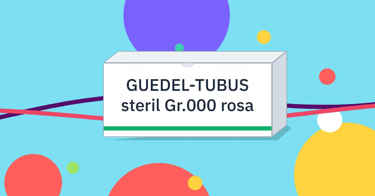 Symbolbild: Packung mit der Aufschrift GUEDEL-TUBUS steril Gr.000 rosa (PZN 13833003) – Verfügbarkeit und Bezug in Apotheken in Frankfurt am Main