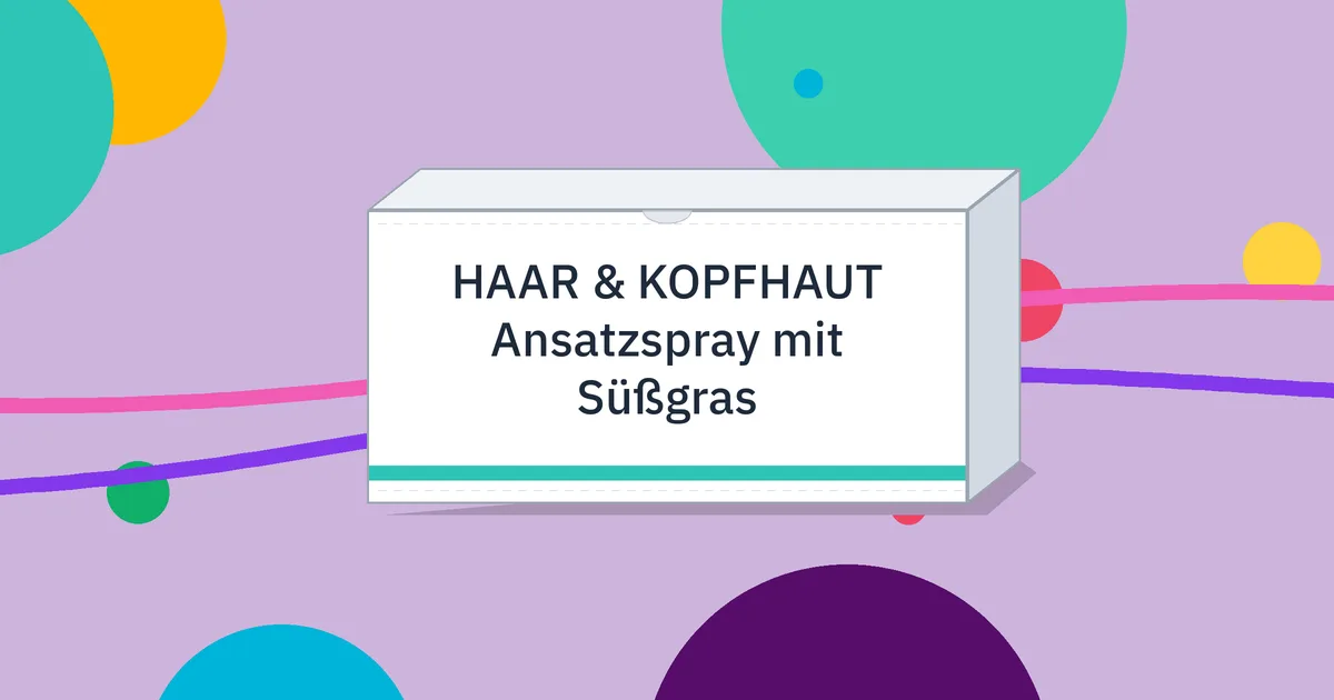 Symbolbild: Packung mit der Aufschrift HAAR & KOPFHAUT Ansatzspray mit Süßgras (PZN 11312174) – Verfügbarkeit und Bezug in Apotheken in Frankfurt am Main