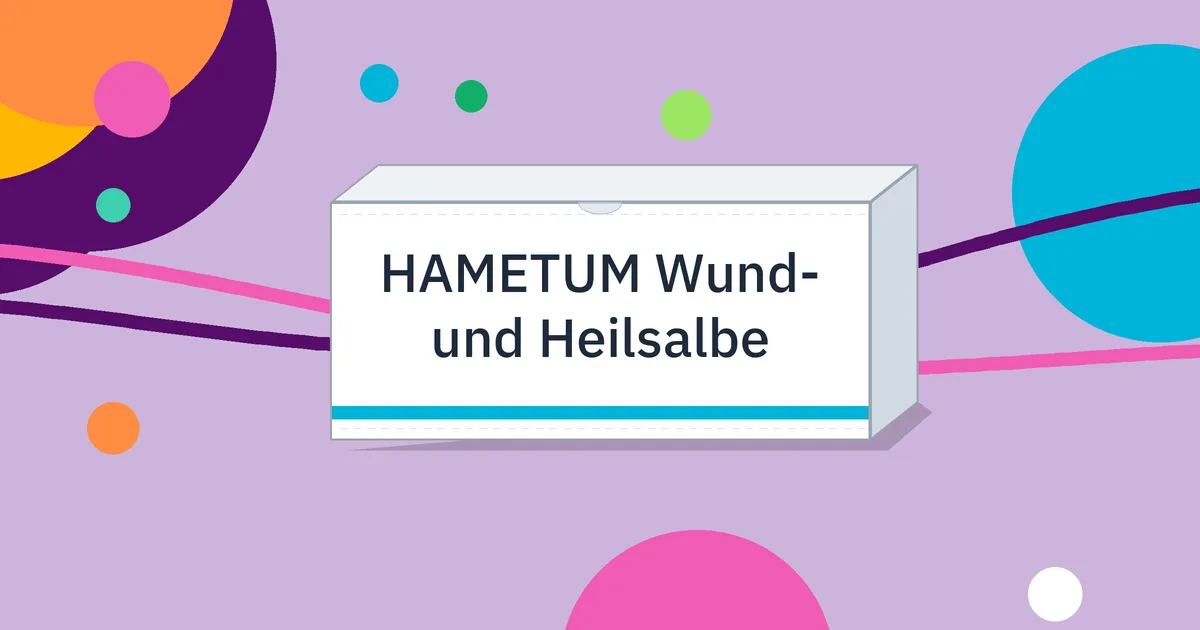 Symbolbild: Packung mit der Aufschrift HAMETUM Wund- und Heilsalbe (PZN 09673019) – Verfügbarkeit und Bezug in Apotheken in Frankfurt am Main
