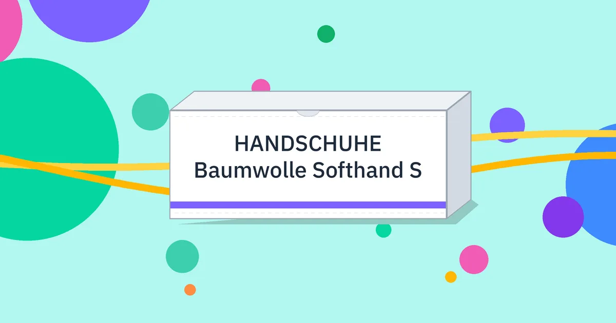 Symbolbild: Packung mit der Aufschrift HANDSCHUHE Baumwolle Softhand S (PZN 13343428) – Verfügbarkeit und Bezug in Apotheken in Frankfurt am Main