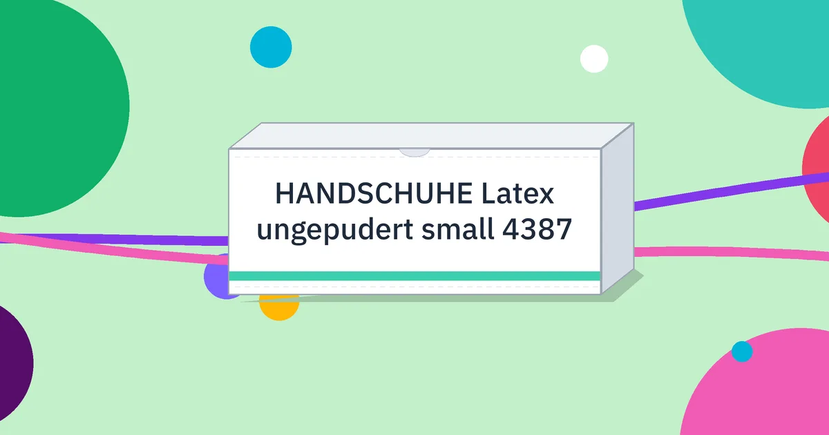 Symbolbild: Packung mit der Aufschrift HANDSCHUHE Latex ungepudert small 4387 (PZN 00623787) – Verfügbarkeit und Bezug in Apotheken in Frankfurt am Main