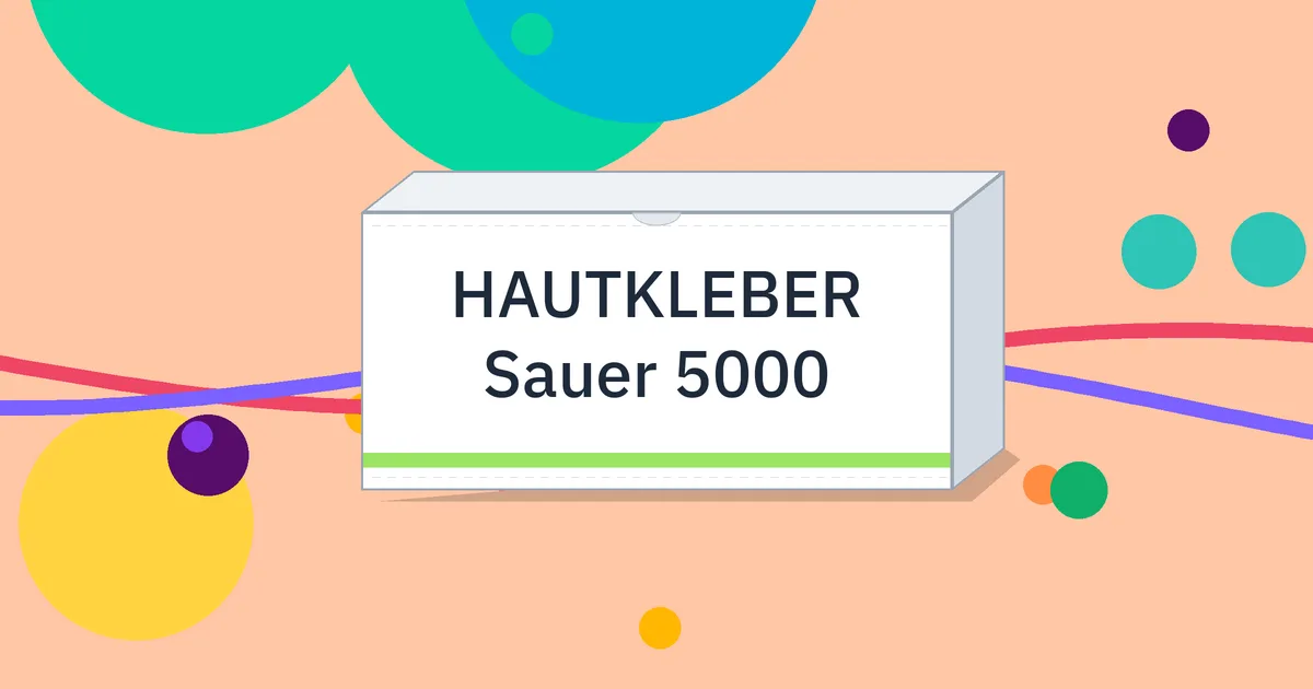 Symbolbild: Packung mit der Aufschrift HAUTKLEBER Sauer 5000 (PZN 00586282) – Verfügbarkeit und Bezug in Apotheken in Frankfurt am Main