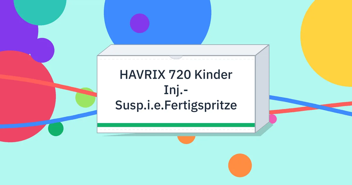 Symbolbild: Packung mit der Aufschrift HAVRIX 720 Kinder Inj.-Susp.i.e.Fertigspritze (PZN 01018284) – Verfügbarkeit und Bezug in Apotheken in Frankfurt am Main