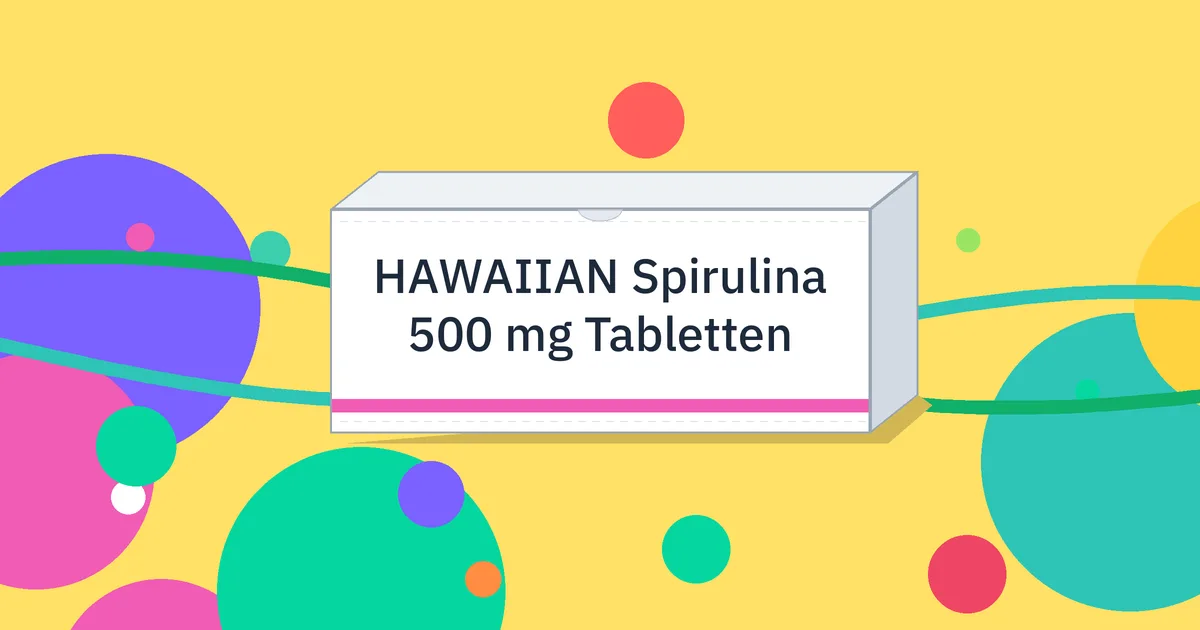 Symbolbild: Packung mit der Aufschrift HAWAIIAN Spirulina 500 mg Tabletten (PZN 10297142) – Verfügbarkeit und Bezug in Apotheken in Frankfurt am Main