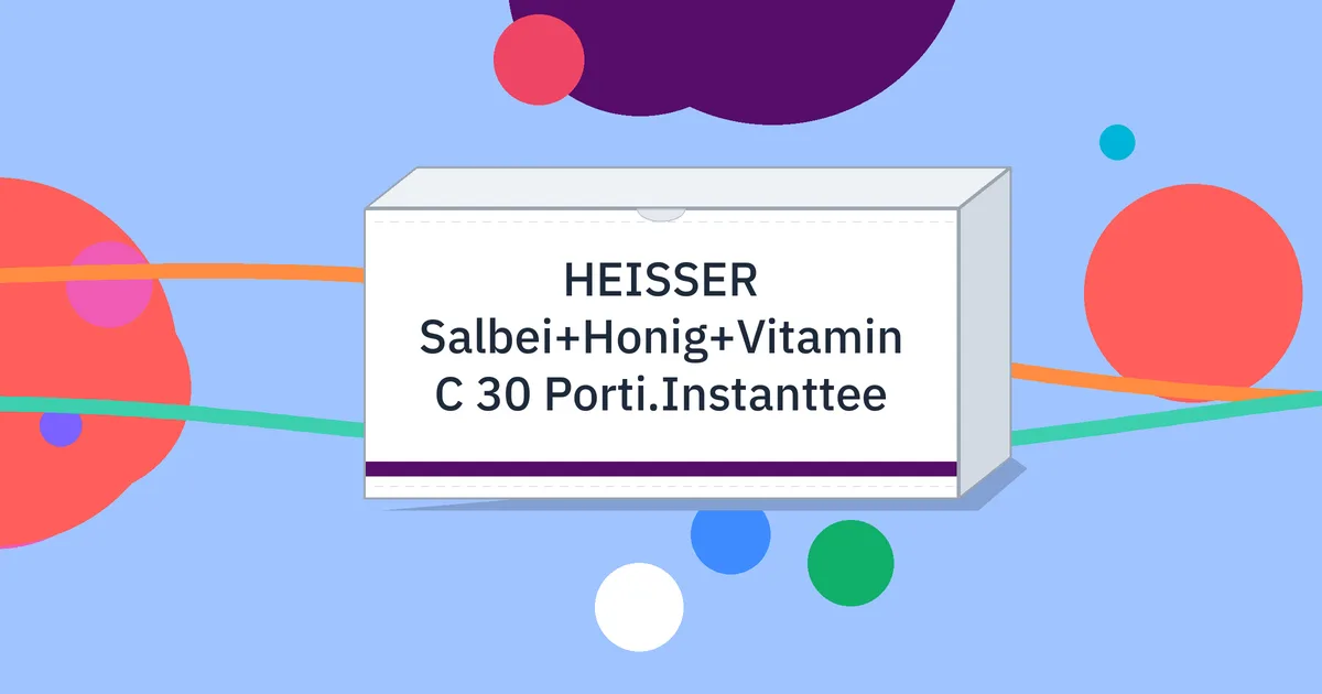 Symbolbild: Packung mit der Aufschrift HEISSER Salbei+Honig+Vitamin C 30 Porti.Instanttee (PZN 19759325) – Verfügbarkeit und Bezug in Apotheken in Frankfurt am Main