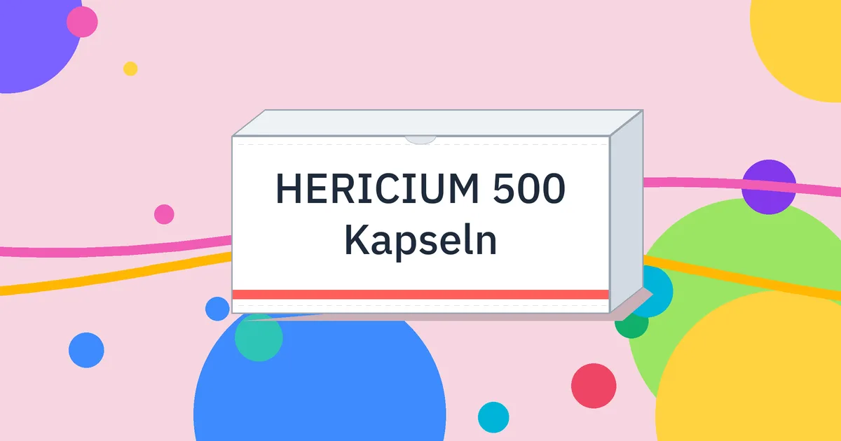 Symbolbild: Packung mit der Aufschrift HERICIUM 500 Kapseln (PZN 16044235) – Verfügbarkeit und Bezug in Apotheken in Frankfurt am Main