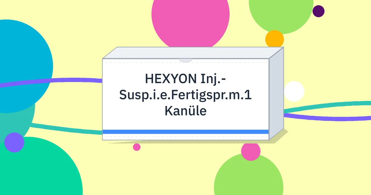 Symbolbild: Packung mit der Aufschrift HEXYON Inj.-Susp.i.e.Fertigspr.m.1 Kanüle (PZN 19691225) – Verfügbarkeit und Bezug in Apotheken in Frankfurt am Main