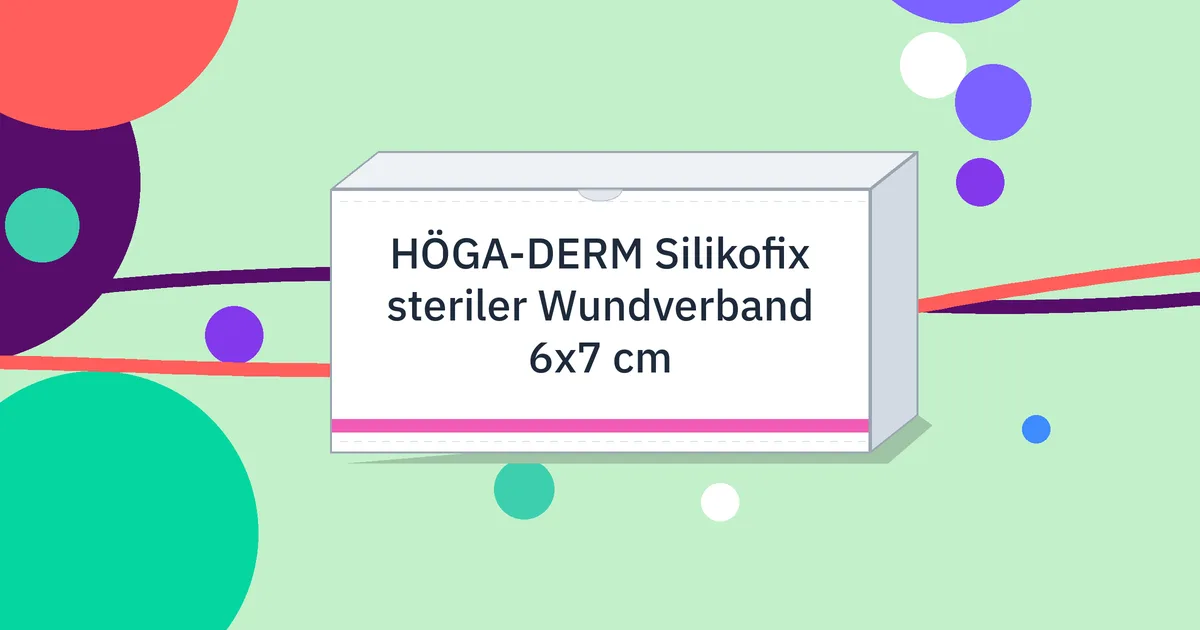 Symbolbild: Packung mit der Aufschrift HÖGA-DERM Silikofix steriler Wundverband 6x7 cm (PZN 13587952) – Verfügbarkeit und Bezug in Apotheken in Frankfurt am Main