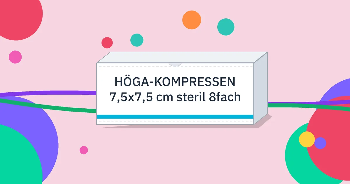 Symbolbild: Packung mit der Aufschrift HÖGA-KOMPRESSEN 7,5x7,5 cm steril 8fach (PZN 04401902) – Verfügbarkeit und Bezug in Apotheken in Frankfurt am Main