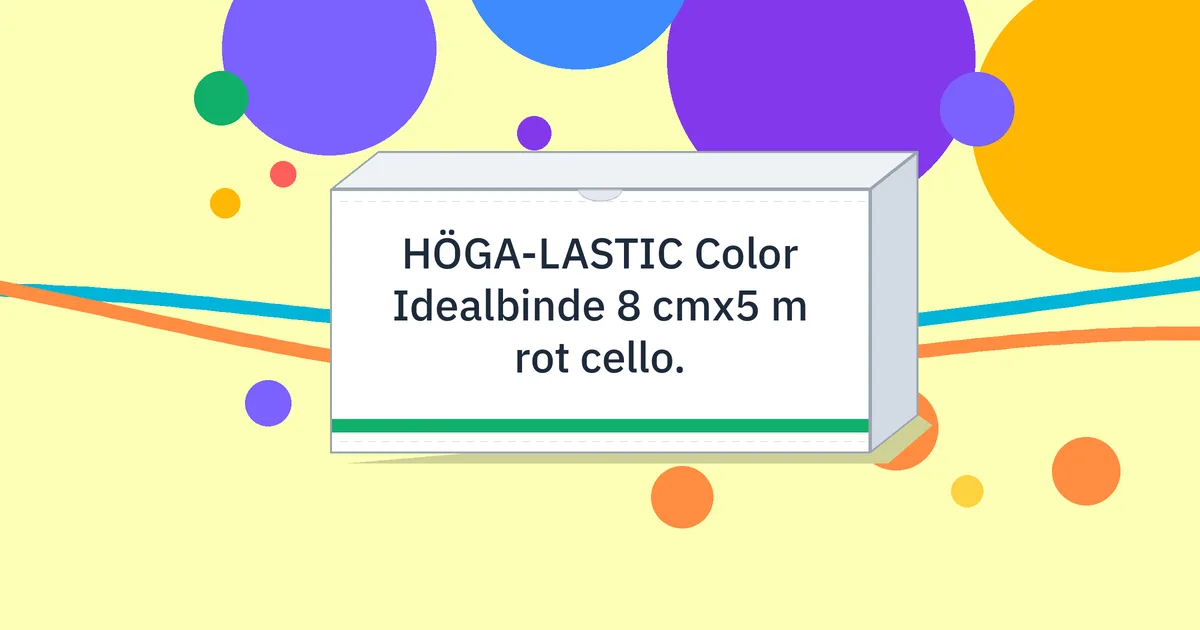 Symbolbild: Packung mit der Aufschrift HÖGA-LASTIC Color Idealbinde 8 cmx5 m rot cello. (PZN 10917840) – Verfügbarkeit und Bezug in Apotheken in Frankfurt am Main