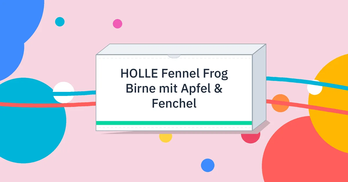 Symbolbild: Packung mit der Aufschrift HOLLE Fennel Frog Birne mit Apfel & Fenchel (PZN 14419642) – Verfügbarkeit und Bezug in Apotheken in Frankfurt am Main
