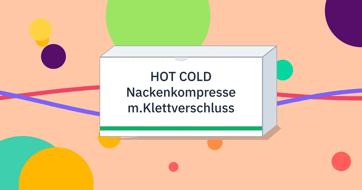 Symbolbild: Packung mit der Aufschrift HOT COLD Nackenkompresse m.Klettverschluss (PZN 07631100) – Verfügbarkeit und Bezug in Apotheken in Frankfurt am Main