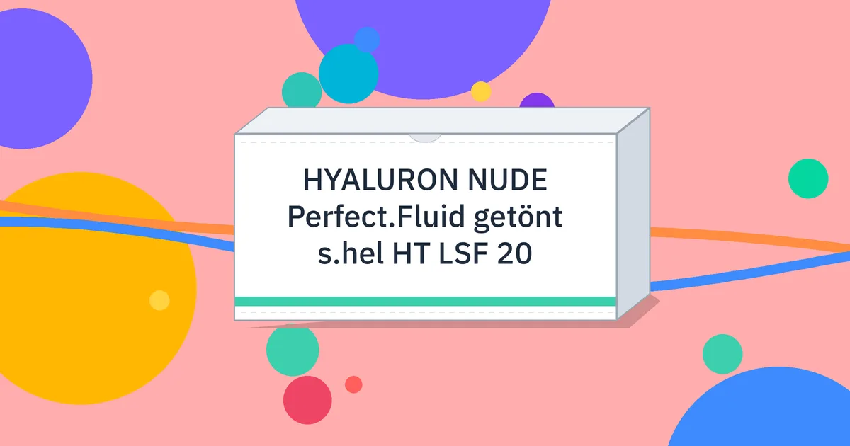 Symbolbild: Packung mit der Aufschrift HYALURON NUDE Perfect.Fluid getönt s.hel HT LSF 20 (PZN 14406496) – Verfügbarkeit und Bezug in Apotheken in Frankfurt am Main