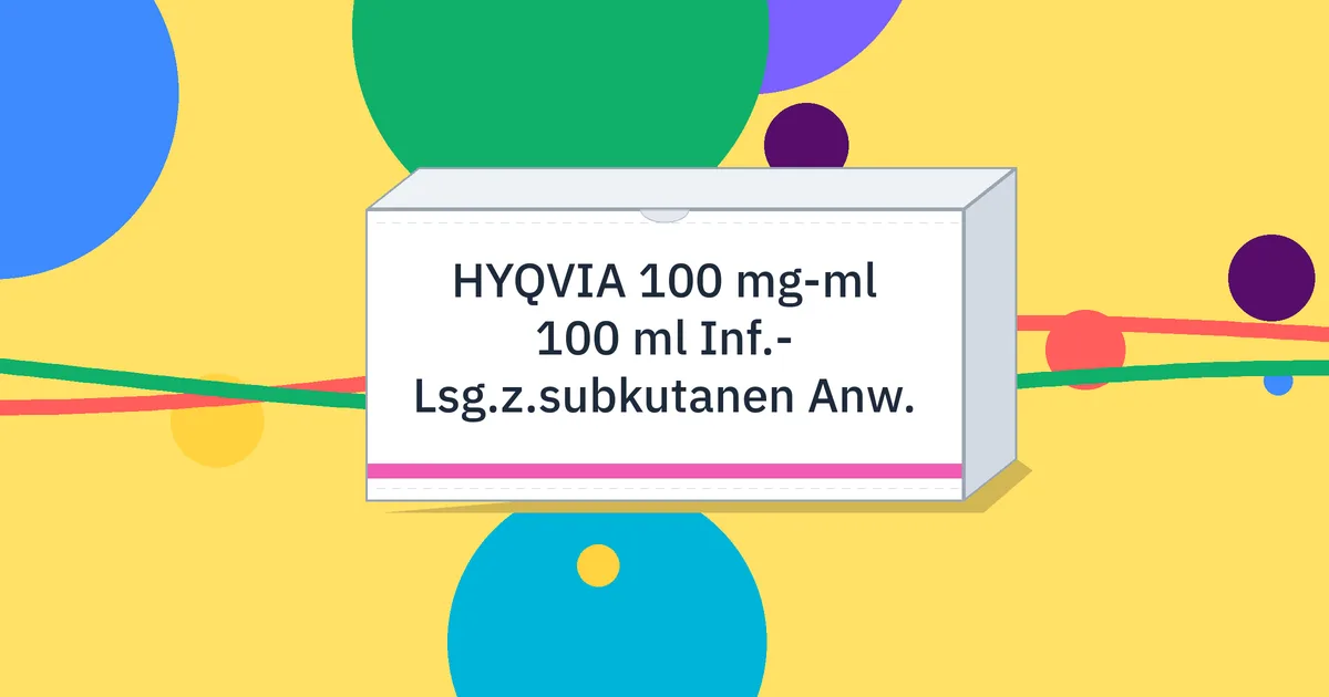 Symbolbild: Packung mit der Aufschrift HYQVIA 100 mg-ml 100 ml Inf.-Lsg.z.subkutanen Anw. (PZN 16768306) – Verfügbarkeit und Bezug in Apotheken in Frankfurt am Main