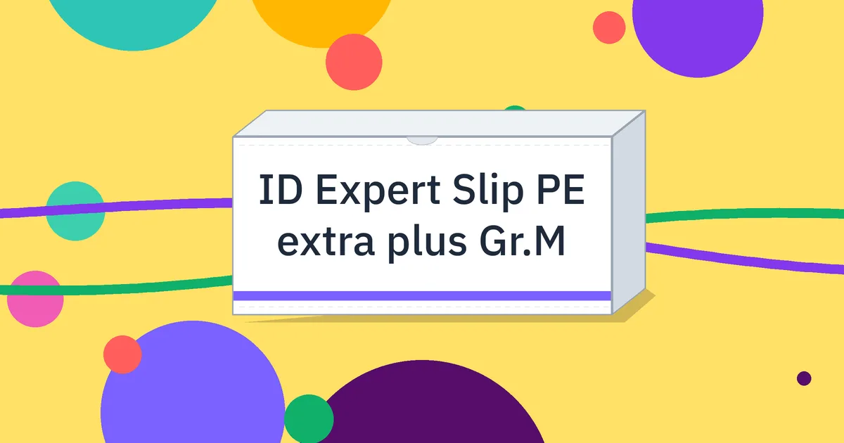 Symbolbild: Packung mit der Aufschrift ID Expert Slip PE extra plus Gr.M (PZN 04676705) – Verfügbarkeit und Bezug in Apotheken in Frankfurt am Main