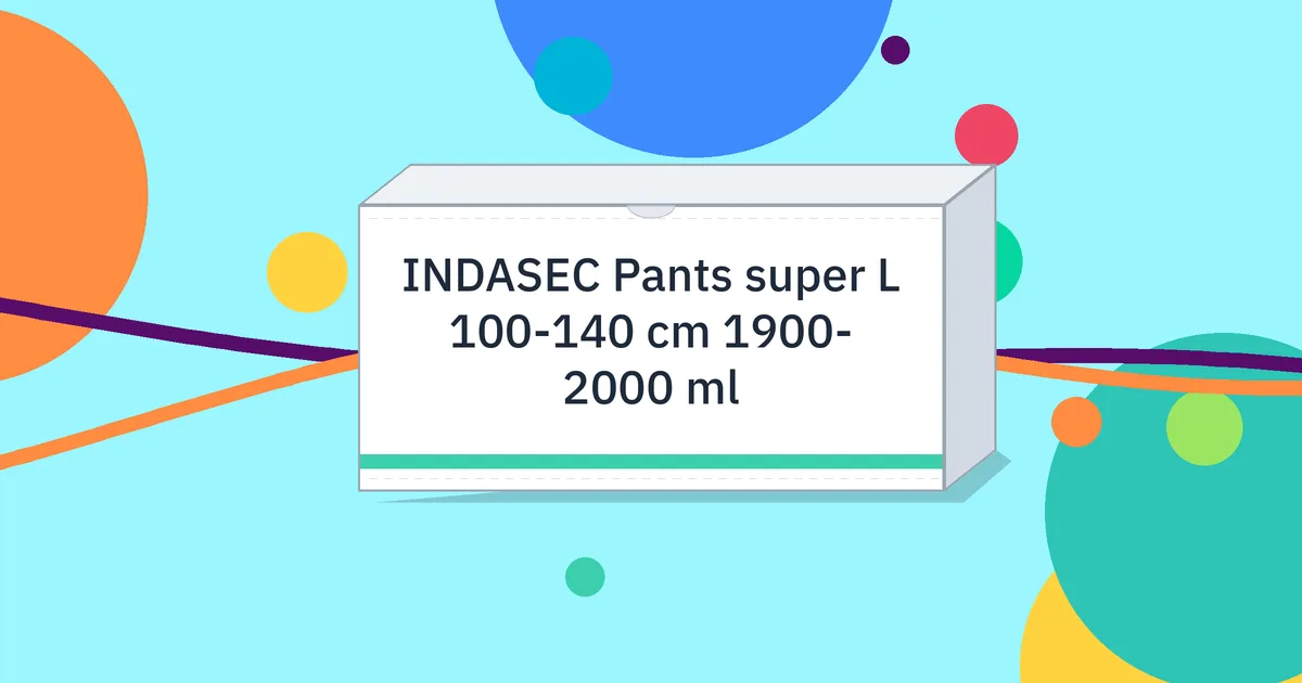 Symbolbild: Packung mit der Aufschrift INDASEC Pants super L 100-140 cm 1900-2000 ml (PZN 09922706) – Verfügbarkeit und Bezug in Apotheken in Frankfurt am Main