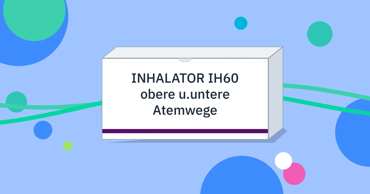 Symbolbild: Packung mit der Aufschrift INHALATOR IH60 obere u.untere Atemwege (PZN 18054574) – Verfügbarkeit und Bezug in Apotheken in Frankfurt am Main