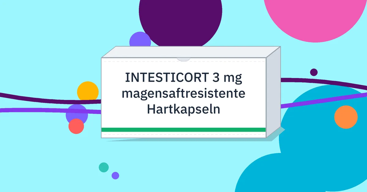 Symbolbild: Packung mit der Aufschrift INTESTICORT 3 mg magensaftresistente Hartkapseln (PZN 16838633) – Verfügbarkeit und Bezug in Apotheken in Frankfurt am Main