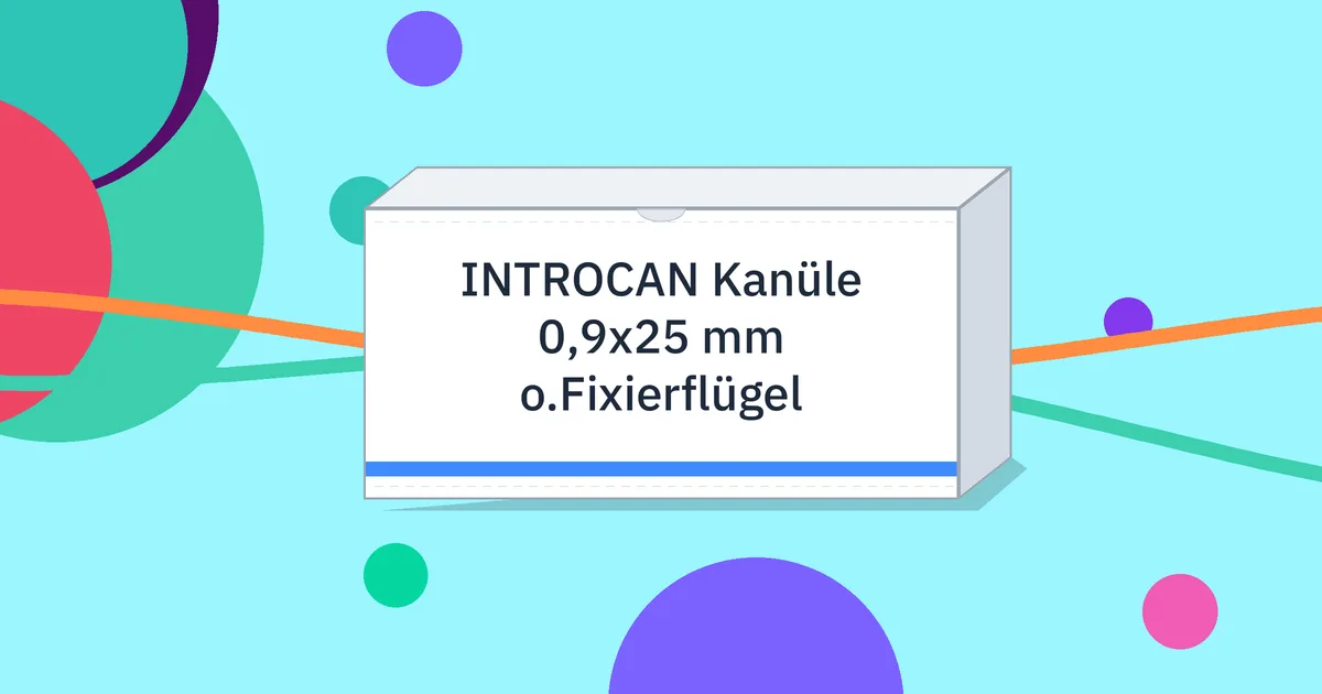 Symbolbild: Packung mit der Aufschrift INTROCAN Kanüle 0,9x25 mm o.Fixierflügel (PZN 04423967) – Verfügbarkeit und Bezug in Apotheken in Frankfurt am Main