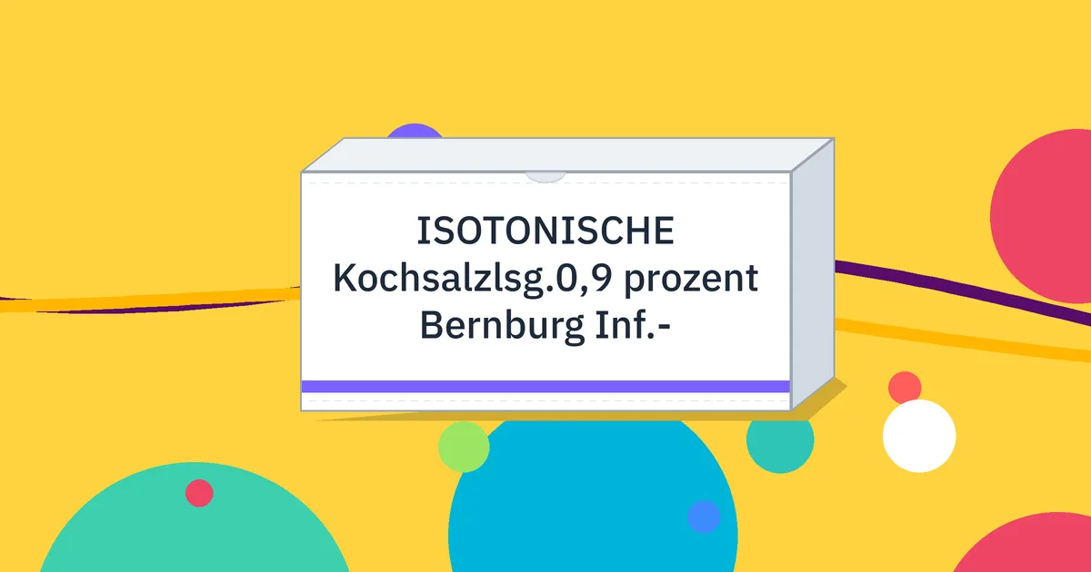 Symbolbild: Packung mit der Aufschrift ISOTONISCHE Kochsalzlsg.0,9 prozent Bernburg Inf.- (PZN 19637131) – Verfügbarkeit und Bezug in Apotheken in Frankfurt am Main