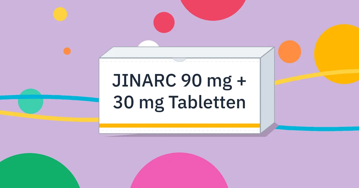 Symbolbild: Packung mit der Aufschrift JINARC 90 mg + 30 mg Tabletten (PZN 18411169) – Verfügbarkeit und Bezug in Apotheken in Frankfurt am Main