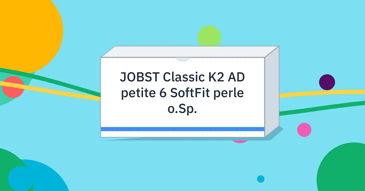 Symbolbild: Packung mit der Aufschrift JOBST Classic K2 AD petite 6 SoftFit perle o.Sp. (PZN 14222402) – Verfügbarkeit und Bezug in Apotheken in Frankfurt am Main