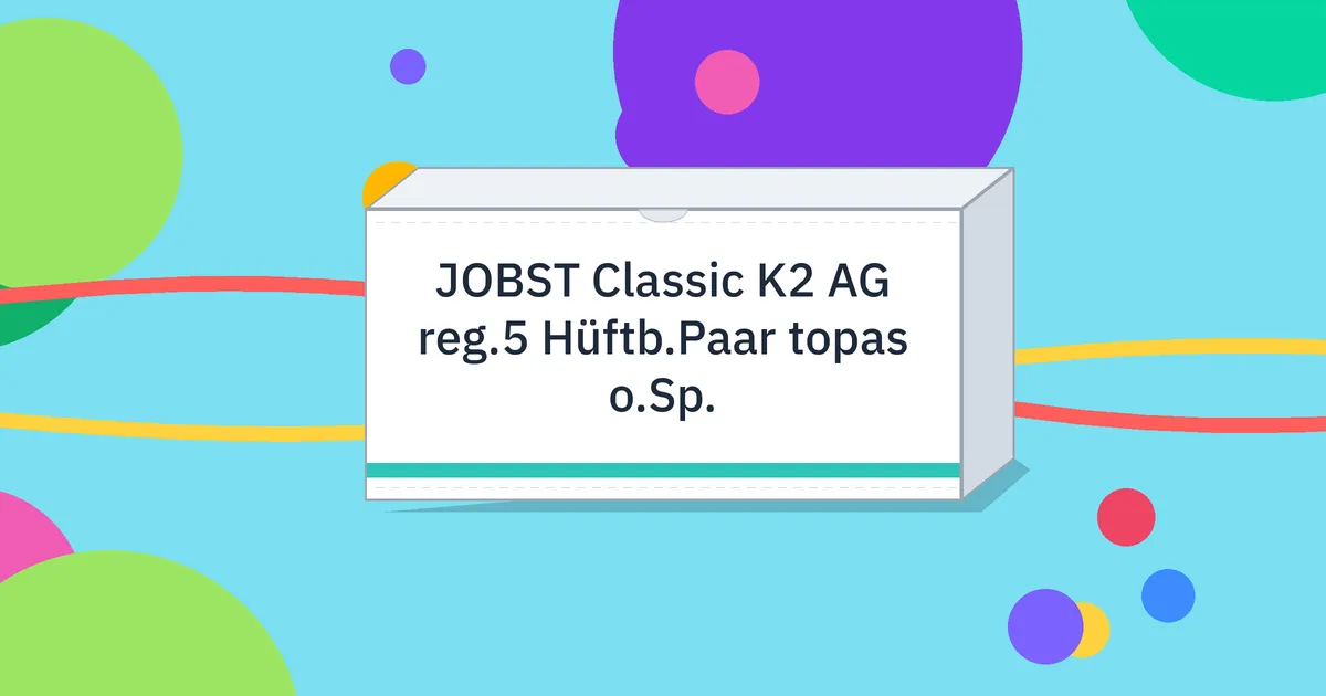 Symbolbild: Packung mit der Aufschrift JOBST Classic K2 AG reg.5 Hüftb.Paar topas o.Sp. (PZN 13066934) – Verfügbarkeit und Bezug in Apotheken in Frankfurt am Main