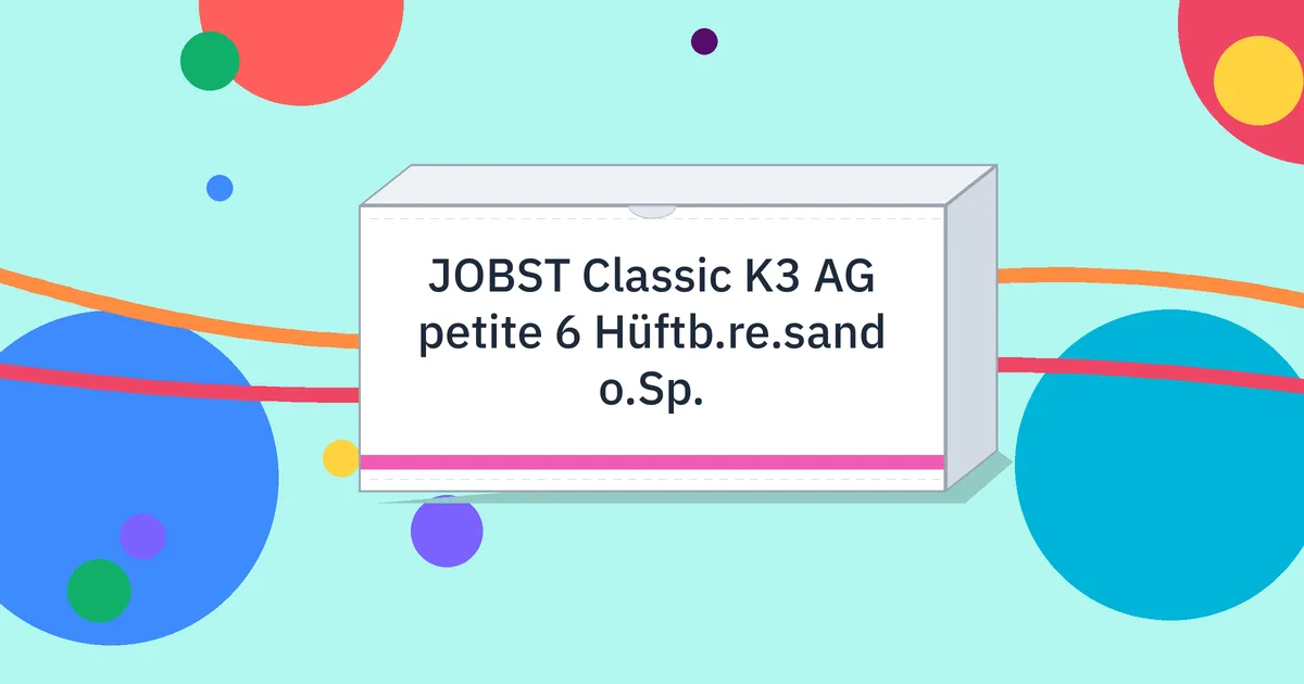 Symbolbild: Packung mit der Aufschrift JOBST Classic K3 AG petite 6 Hüftb.re.sand o.Sp. (PZN 13075212) – Verfügbarkeit und Bezug in Apotheken in Frankfurt am Main