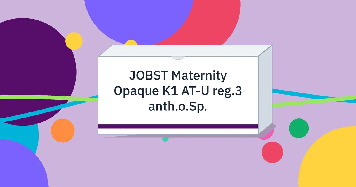 Symbolbild: Packung mit der Aufschrift JOBST Maternity Opaque K1 AT-U reg.3 anth.o.Sp. (PZN 15855196) – Verfügbarkeit und Bezug in Apotheken in Frankfurt am Main