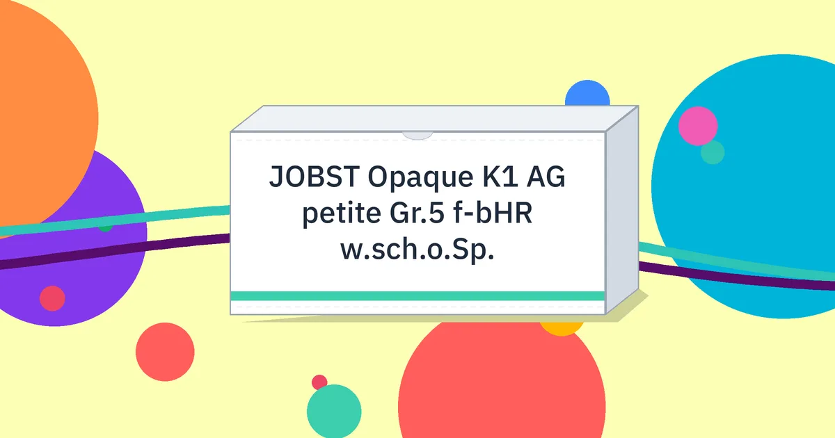 Symbolbild: Packung mit der Aufschrift JOBST Opaque K1 AG petite Gr.5 f-bHR w.sch.o.Sp. (PZN 13087847) – Verfügbarkeit und Bezug in Apotheken in Frankfurt am Main