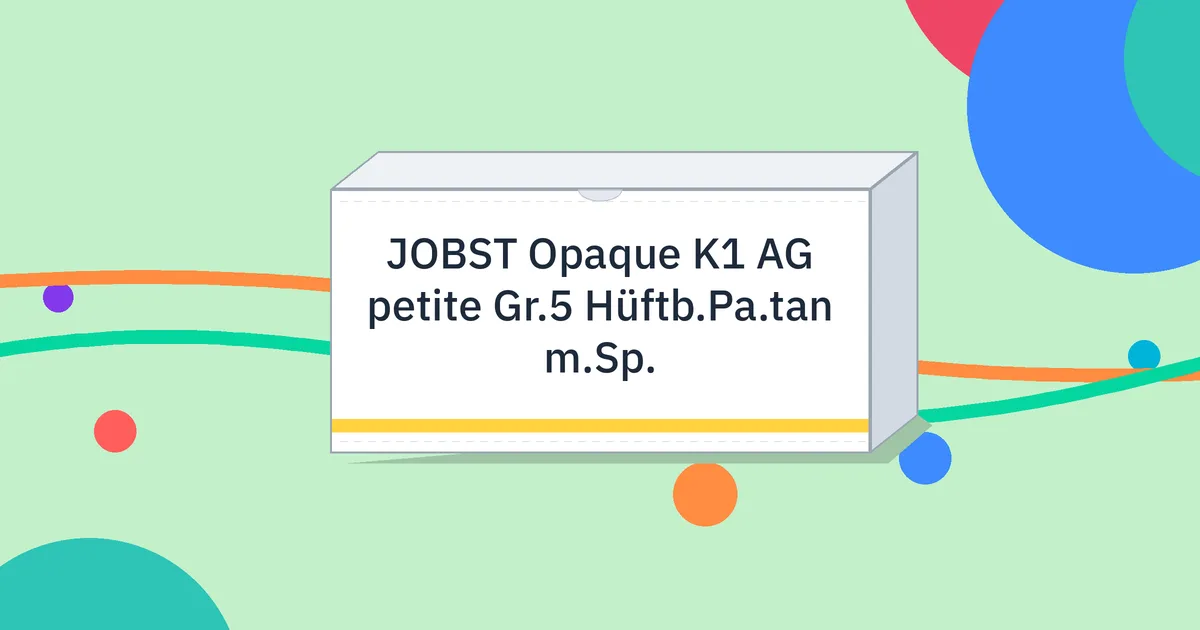 Symbolbild: Packung mit der Aufschrift JOBST Opaque K1 AG petite Gr.5 Hüftb.Pa.tan m.Sp. (PZN 16273823) – Verfügbarkeit und Bezug in Apotheken in Frankfurt am Main