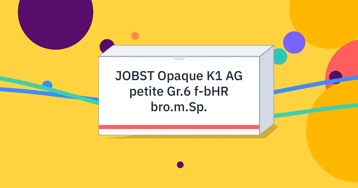Symbolbild: Packung mit der Aufschrift JOBST Opaque K1 AG petite Gr.6 f-bHR bro.m.Sp. (PZN 13083453) – Verfügbarkeit und Bezug in Apotheken in Frankfurt am Main