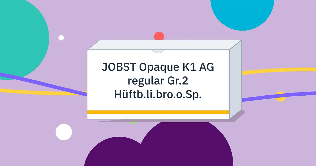 Symbolbild: Packung mit der Aufschrift JOBST Opaque K1 AG regular Gr.2 Hüftb.li.bro.o.Sp. (PZN 13099980) – Verfügbarkeit und Bezug in Apotheken in Frankfurt am Main