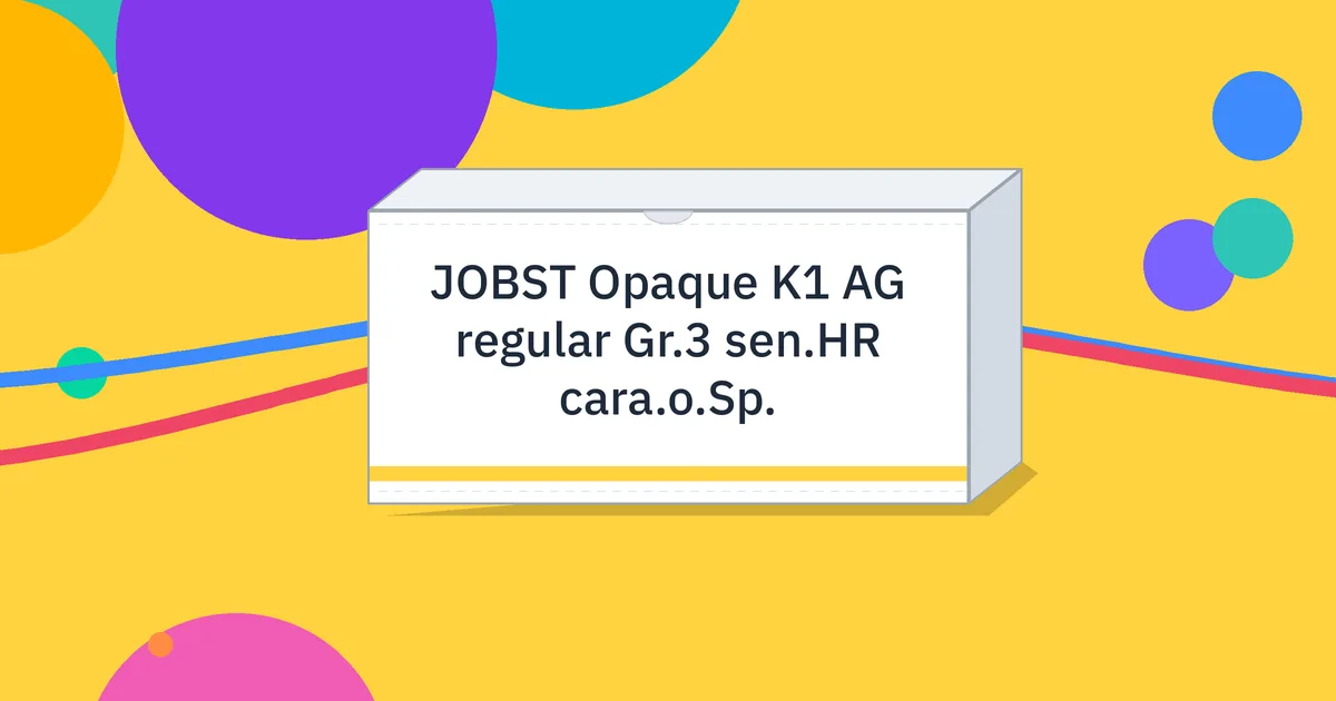 Symbolbild: Packung mit der Aufschrift JOBST Opaque K1 AG regular Gr.3 sen.HR cara.o.Sp. (PZN 13095947) – Verfügbarkeit und Bezug in Apotheken in Frankfurt am Main