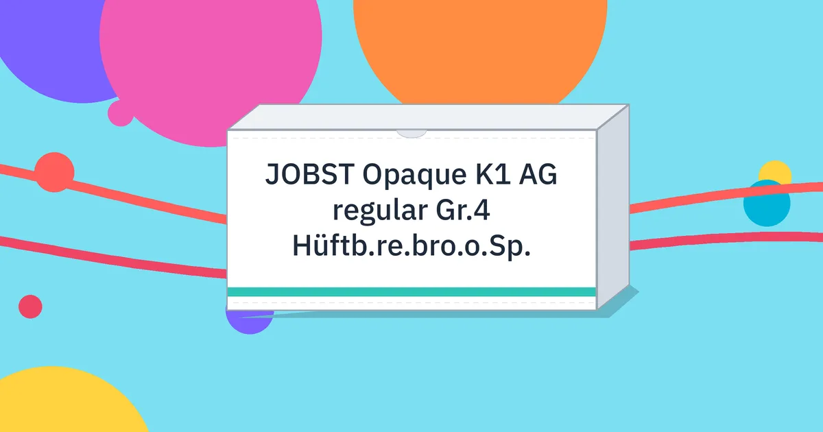 Symbolbild: Packung mit der Aufschrift JOBST Opaque K1 AG regular Gr.4 Hüftb.re.bro.o.Sp. (PZN 13101441) – Verfügbarkeit und Bezug in Apotheken in Frankfurt am Main