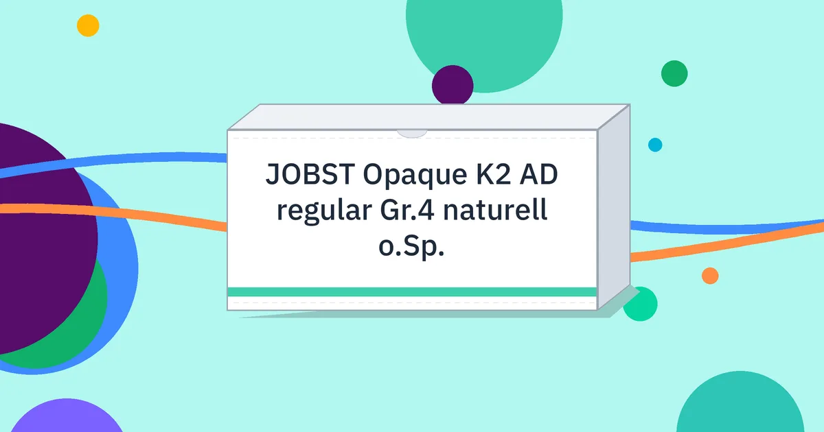 Symbolbild: Packung mit der Aufschrift JOBST Opaque K2 AD regular Gr.4 naturell o.Sp. (PZN 10722674) – Verfügbarkeit und Bezug in Apotheken in Frankfurt am Main