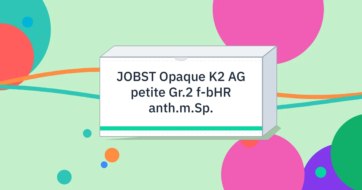 Symbolbild: Packung mit der Aufschrift JOBST Opaque K2 AG petite Gr.2 f-bHR anth.m.Sp. (PZN 16286228) – Verfügbarkeit und Bezug in Apotheken in Frankfurt am Main