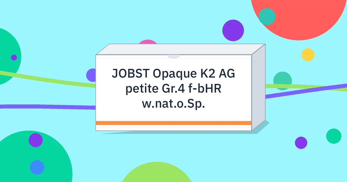 Symbolbild: Packung mit der Aufschrift JOBST Opaque K2 AG petite Gr.4 f-bHR w.nat.o.Sp. (PZN 11255588) – Verfügbarkeit und Bezug in Apotheken in Frankfurt am Main