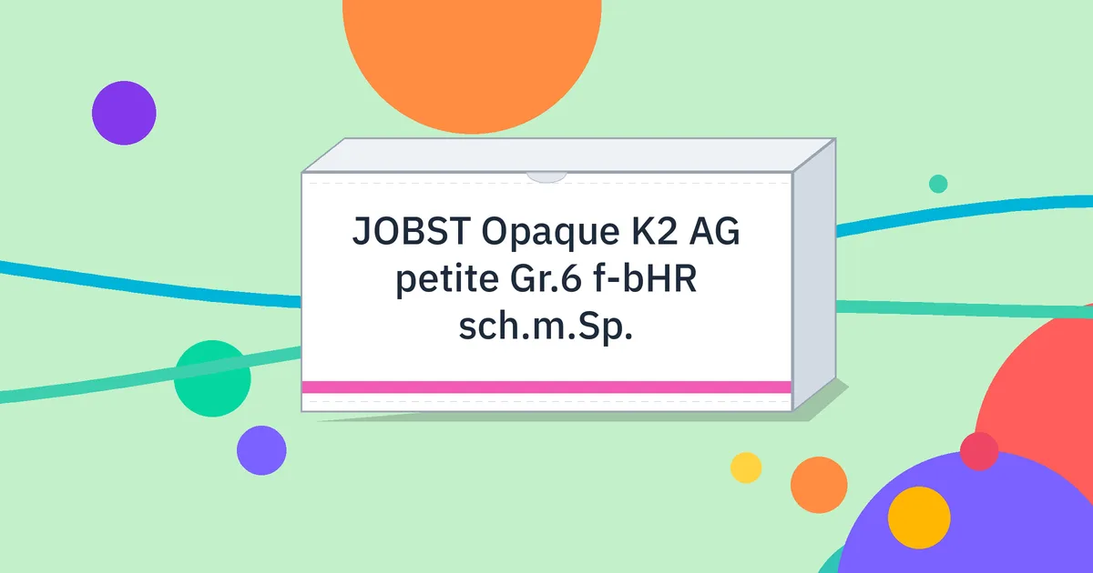 Symbolbild: Packung mit der Aufschrift JOBST Opaque K2 AG petite Gr.6 f-bHR sch.m.Sp. (PZN 11254991) – Verfügbarkeit und Bezug in Apotheken in Frankfurt am Main