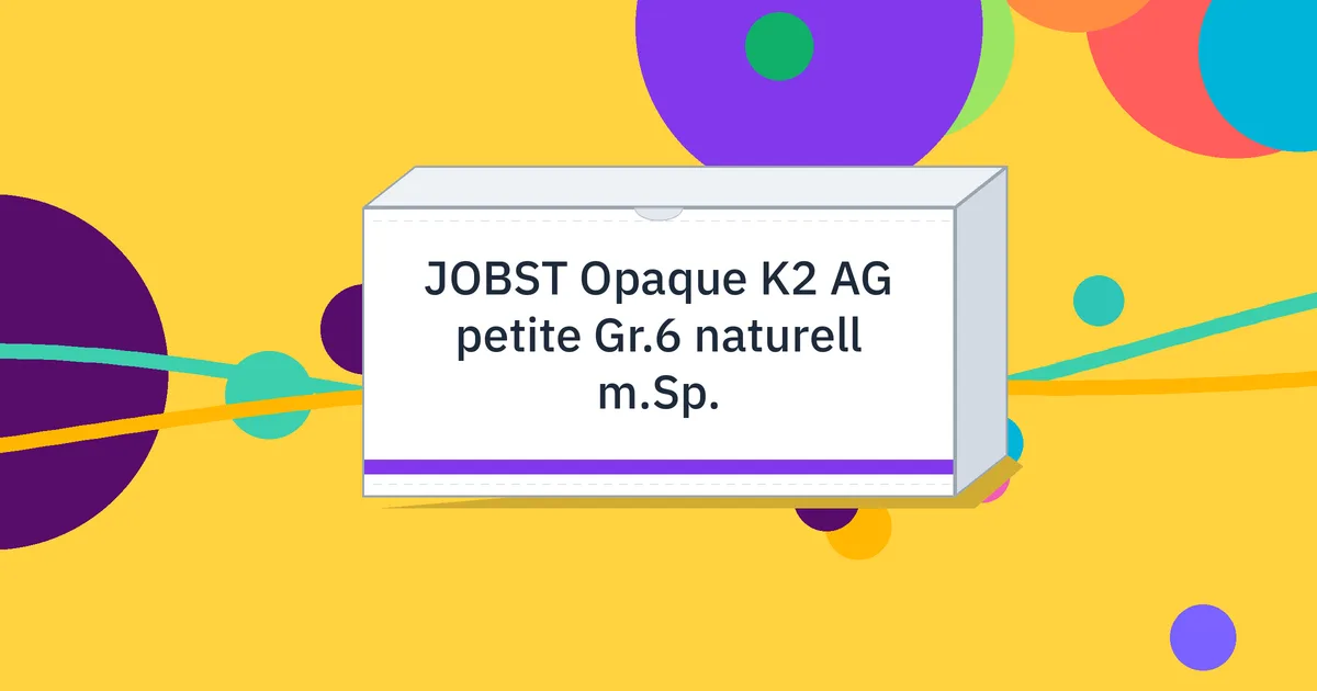 Symbolbild: Packung mit der Aufschrift JOBST Opaque K2 AG petite Gr.6 naturell m.Sp. (PZN 13112775) – Verfügbarkeit und Bezug in Apotheken in Frankfurt am Main