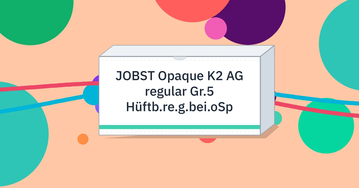 Symbolbild: Packung mit der Aufschrift JOBST Opaque K2 AG regular Gr.5 Hüftb.re.g.bei.oSp (PZN 16286694) – Verfügbarkeit und Bezug in Apotheken in Frankfurt am Main