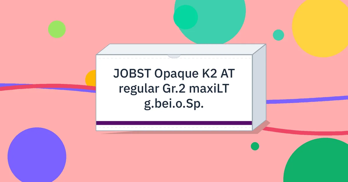 Symbolbild: Packung mit der Aufschrift JOBST Opaque K2 AT regular Gr.2 maxiLT g.bei.o.Sp. (PZN 16289296) – Verfügbarkeit und Bezug in Apotheken in Frankfurt am Main