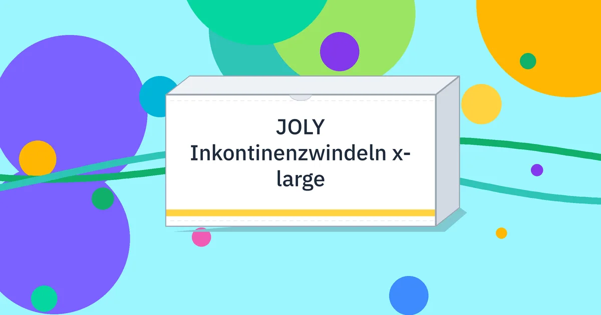 Symbolbild: Packung mit der Aufschrift JOLY Inkontinenzwindeln x-large (PZN 18202951) – Verfügbarkeit und Bezug in Apotheken in Frankfurt am Main