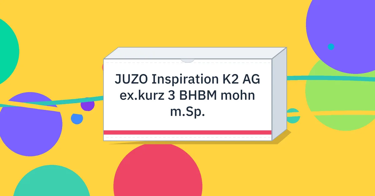 Symbolbild: Packung mit der Aufschrift JUZO Inspiration K2 AG ex.kurz 3 BHBM mohn m.Sp. (PZN 14876322) – Verfügbarkeit und Bezug in Apotheken in Frankfurt am Main