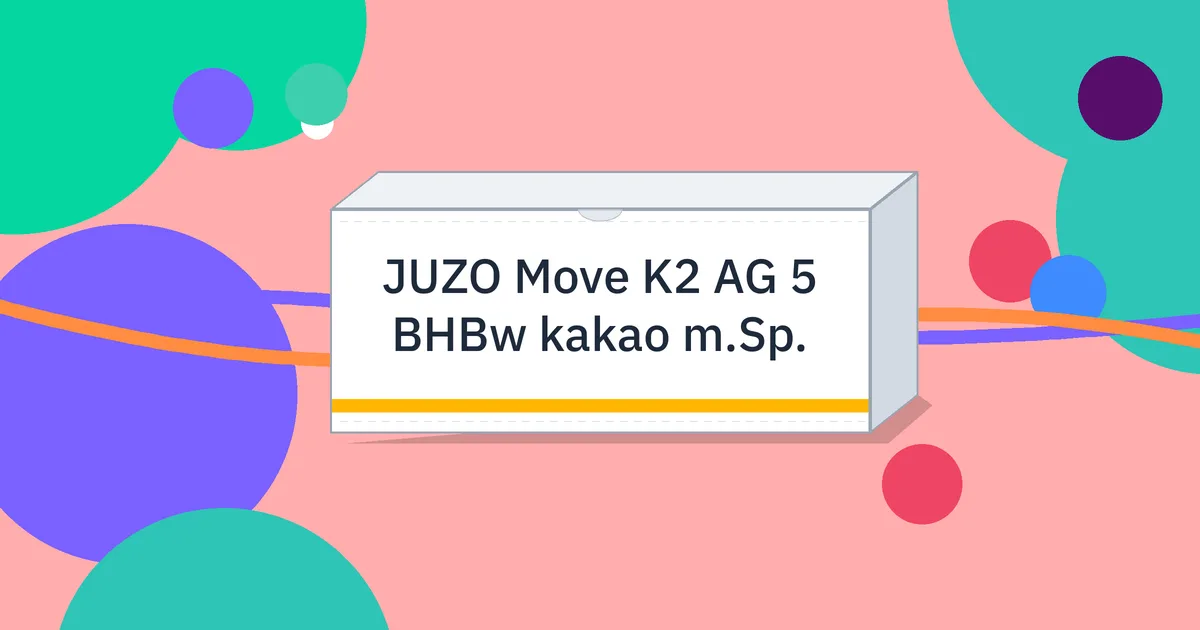 Symbolbild: Packung mit der Aufschrift JUZO Move K2 AG 5 BHBw kakao m.Sp. (PZN 18556181) – Verfügbarkeit und Bezug in Apotheken in Frankfurt am Main