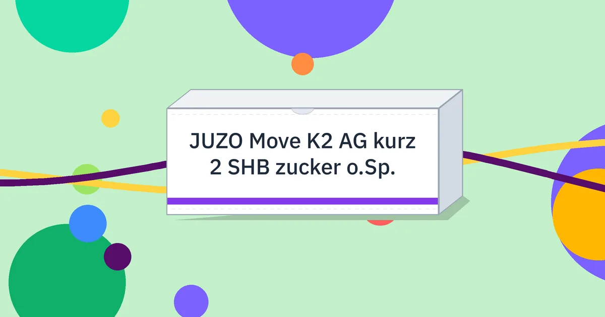 Symbolbild: Packung mit der Aufschrift JUZO Move K2 AG kurz 2 SHB zucker o.Sp. (PZN 18529793) – Verfügbarkeit und Bezug in Apotheken in Frankfurt am Main