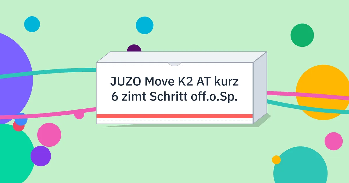 Symbolbild: Packung mit der Aufschrift JUZO Move K2 AT kurz 6 zimt Schritt off.o.Sp. (PZN 20675869) – Verfügbarkeit und Bezug in Apotheken in Frankfurt am Main