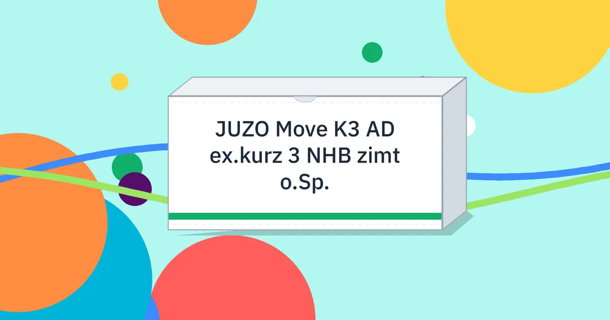 Symbolbild: Packung mit der Aufschrift JUZO Move K3 AD ex.kurz 3 NHB zimt o.Sp. (PZN 18570100) – Verfügbarkeit und Bezug in Apotheken in Frankfurt am Main