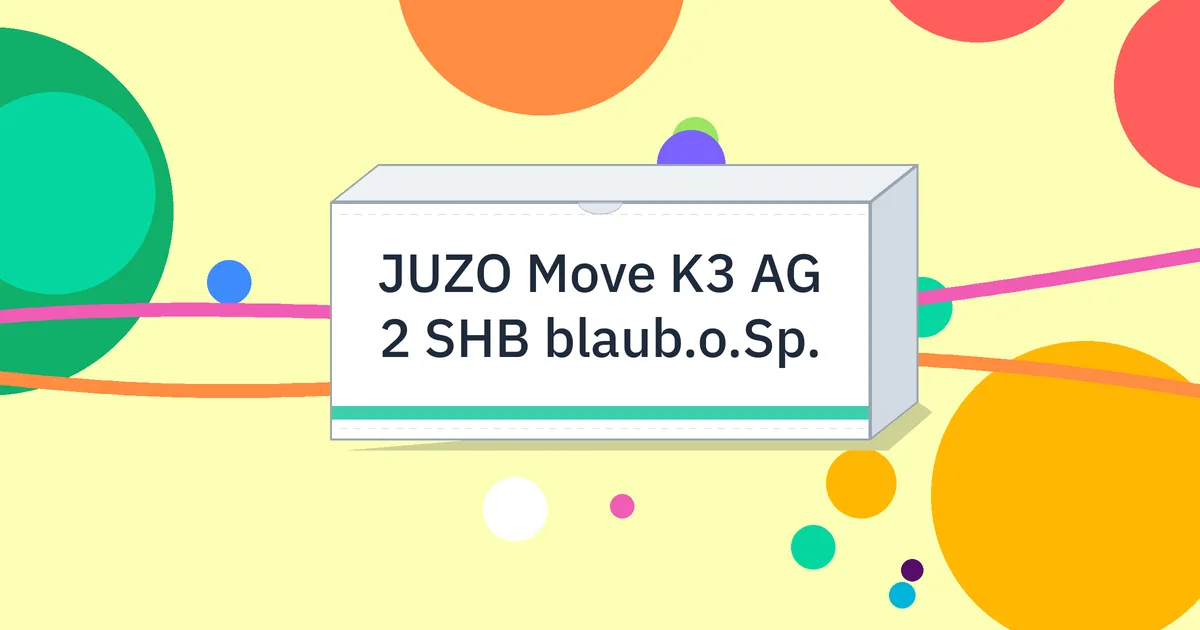 Symbolbild: Packung mit der Aufschrift JUZO Move K3 AG 2 SHB blaub.o.Sp. (PZN 18589192) – Verfügbarkeit und Bezug in Apotheken in Frankfurt am Main