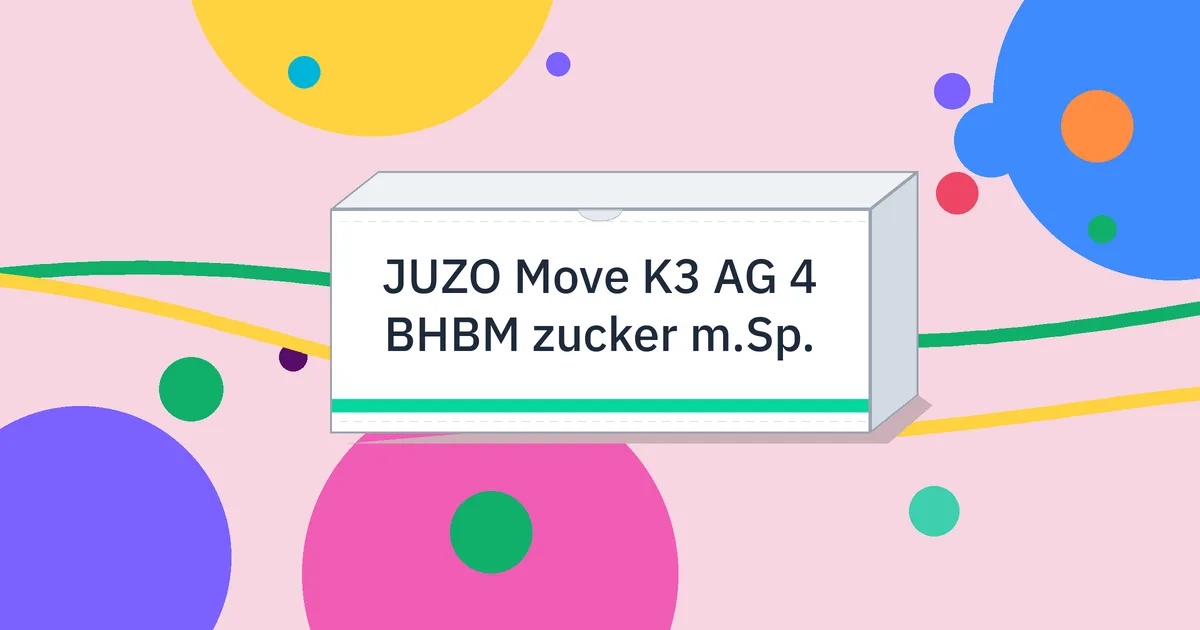 Symbolbild: Packung mit der Aufschrift JUZO Move K3 AG 4 BHBM zucker m.Sp. (PZN 18576002) – Verfügbarkeit und Bezug in Apotheken in Frankfurt am Main